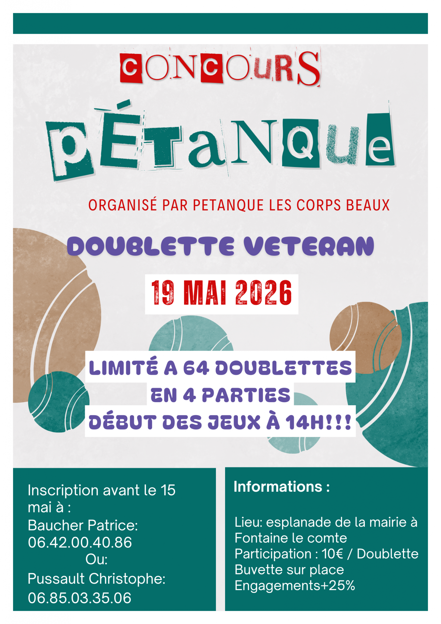 Infos concours du club:
